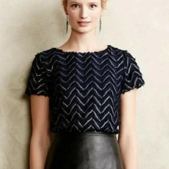 Anthropologie | Tops | Anthropologie Weston Wear Navy Plume Point Top ...
